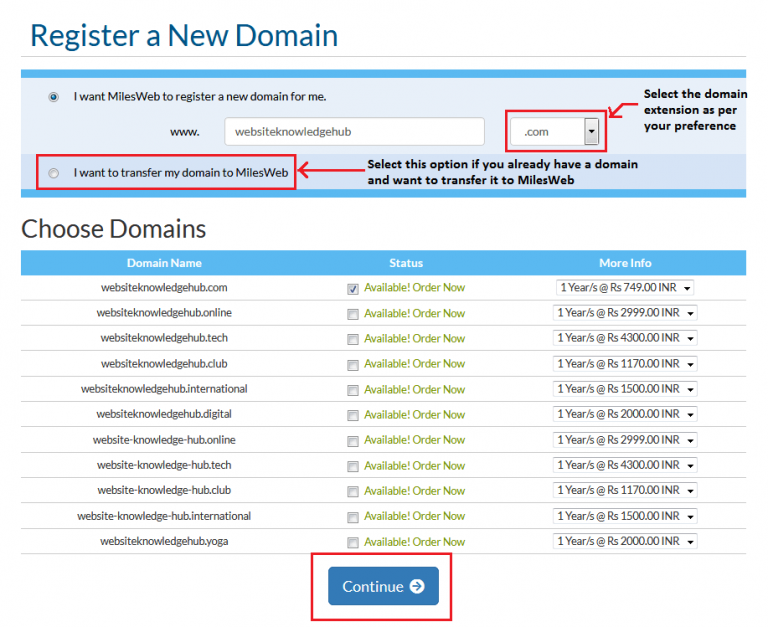Register Your Domain Name at MilesWeb with Simple Steps