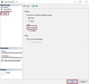How to Enable sa User for SQL Server 2019 Using SSMS?