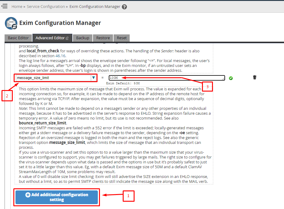 Set A Message Size Limit In WHM Web Hosting FAQs By MilesWeb
